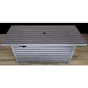 LSI Rectangle Steel Propane Fire Pit Table for Outside Patio,Home,Garden,Backyard,Outdoor Fireplace | Auto-Ignition | Hideaway Tank Holder (54 Inch, Grey)