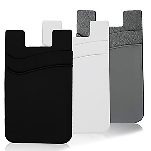 Meroqeel Adhesive Phone Wallet Card Holder for Phone Case, Silicone Credit Business ID Cards Pocket on Back of iPhone Android Phones