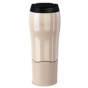 Mighty Mug Plastic Travel Mug, No Spill Double Wall Tumbler, Cold/Hot, Cup-Holder Friendly, Dishwasher Safe, (Cream, 16oz)