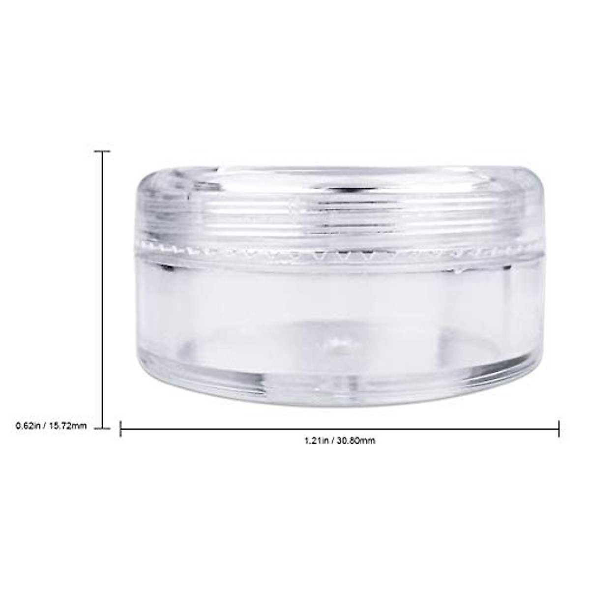 50 New Empty 5 Grams Acrylic Clear Round Jars - BPA Free Containers for Cosmetic, Lotion, Cream, Makeup, Bead, Eye shadow, Rhinestone, Samples, Pot, 5g/5ml (Clear Lid (50 Jars)