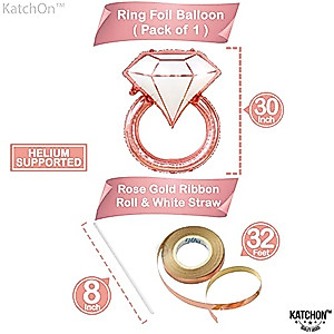 KatchOn, XtraLarge Iridescent Backdrop with Bride Balloons Rose Gold Set - 40 Inch, Pack of 4 | Diamond Ring Balloon, Bride Balloons Bachelorette Party Decorations | Iridescent Party Backdrop Decor