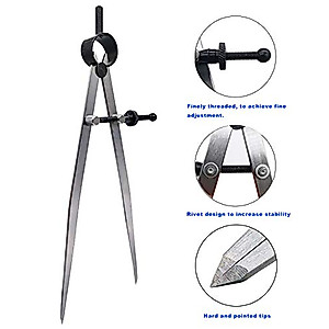 ZLKSKER 8 Inch Adjustable Lockable Steel Wing Divider, Leather Compass for Woodworking & Leather Craft, Marking & Scribe Tool