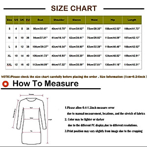 FIRERO Holiday Dresses for Women, Empire Waist Classy Winter Dress for Womens Long Sleeve Office Crewneck Cotton Evening Dresses Loose Fit Print Pocket Comfortable