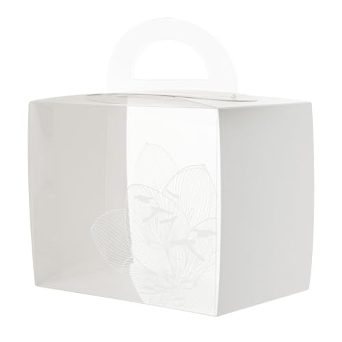 Restaurantware-5 Inch x 3.25 Inch Individual Cupcake Boxes, 100 Disposable Cupcake Display Boxes - With Handle, Lotus Accent, Clear Plastic Single Cupcake Containers, For Weddings Or Birthdays