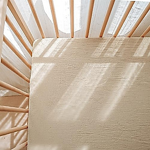 Konssy Muslin Fitted Crib Sheets 100% Cotton Baby Crib Sheets for Standard Crib Mattress (28 X 52 Inches), Soft and Breathable for Boys Girls (Clay)