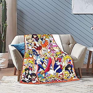 3D Print Funny Anime Blanket Cartoon Flannel Throw Blanket Soft Throw Blankets for Couch Bed Living Room Sofa Bedding M-6 50"X40"