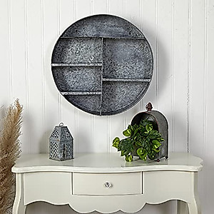 Nearly Natural 18in. Galvanized Circular Metal Wall Mounted Shelf with Four Tier Shelves