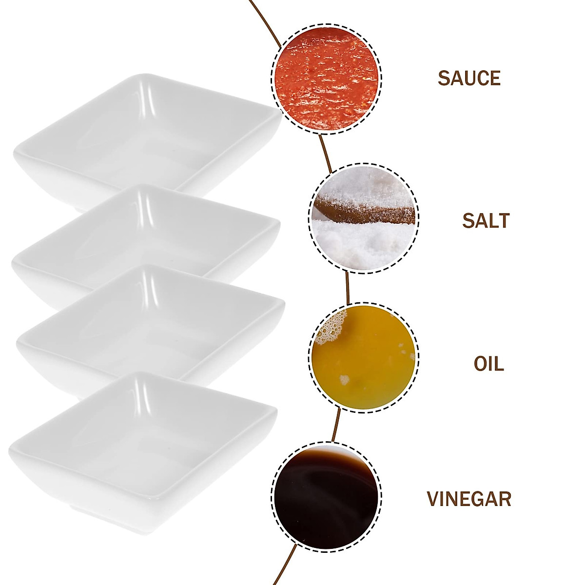 BESTonZON Ceramic Dip Bowls Sets, 3 In White Dipping Sauce Bowls/Dishes for Tomato Sauce, Soy, BBQ and other Party Supplies,Set of 4 Appetizer Plates