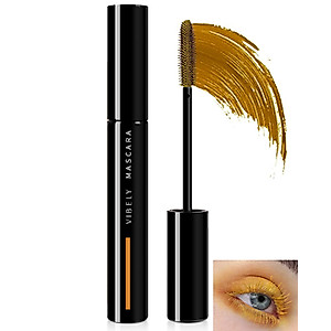 Yellow Mascara Voluminous Waterproof Cat Eye Makeup Color Mascara for Eyelashes Best Volumizing Lengthening Curling Defining Washable Eye Lashes Party Stage Use, Rimel De Pestañas Gift for Women