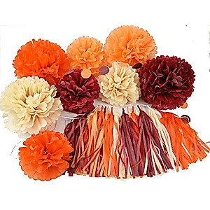 Fall Bridal Shower Decorations/Burgundy Fall Birthday Decorations Women/Burgundy Orange Champagne Party Decorations/Fall Wedding Decorations Maroon Burgundy Wedding/Thanksgving Party Decorations