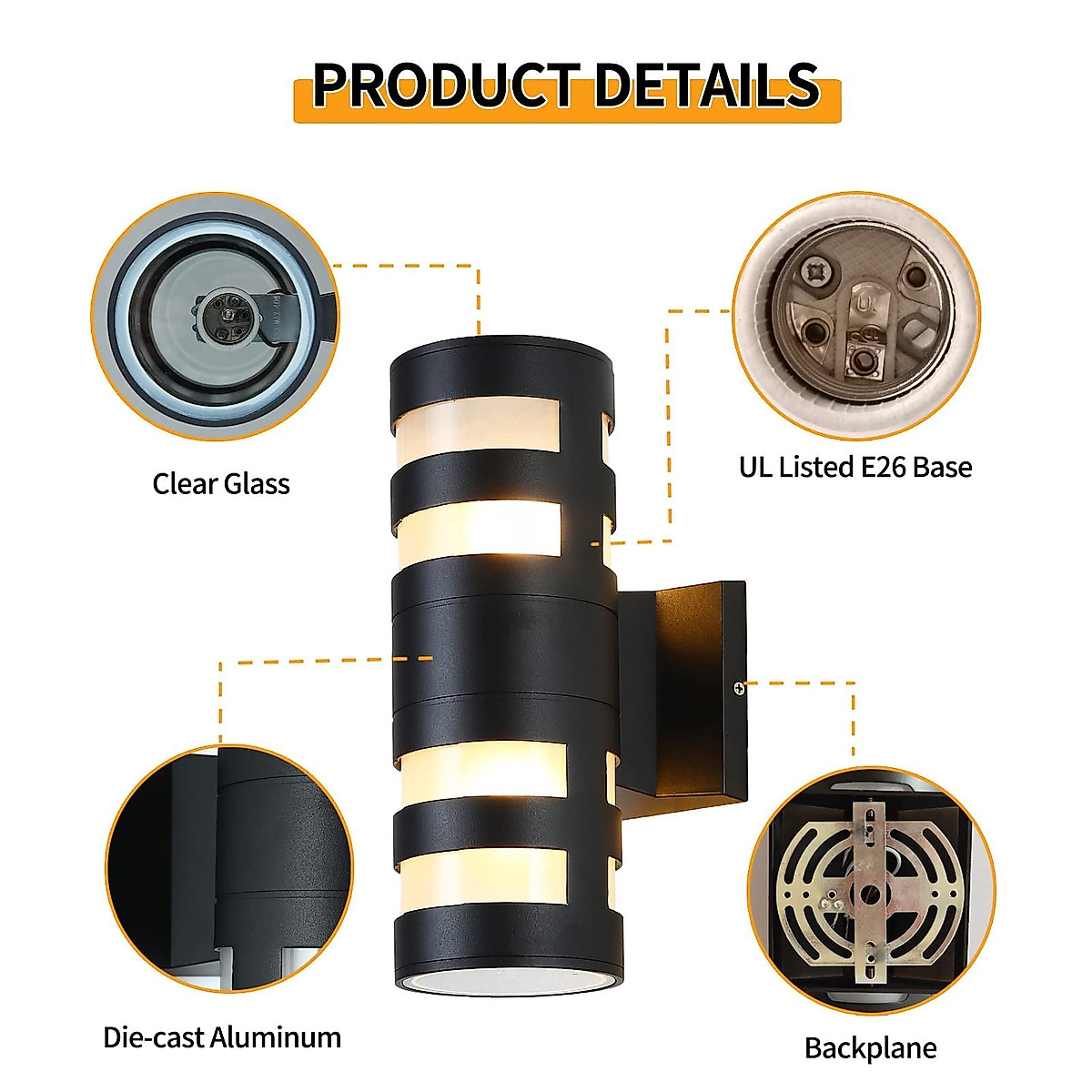 MUUTOON Outdoor Wall Sconce Modern Porch Wall Lights Exterior Light Fixture Waterproof Wall Mounted Wall Lamp Suitable for Garden, Terrace, Courtyard