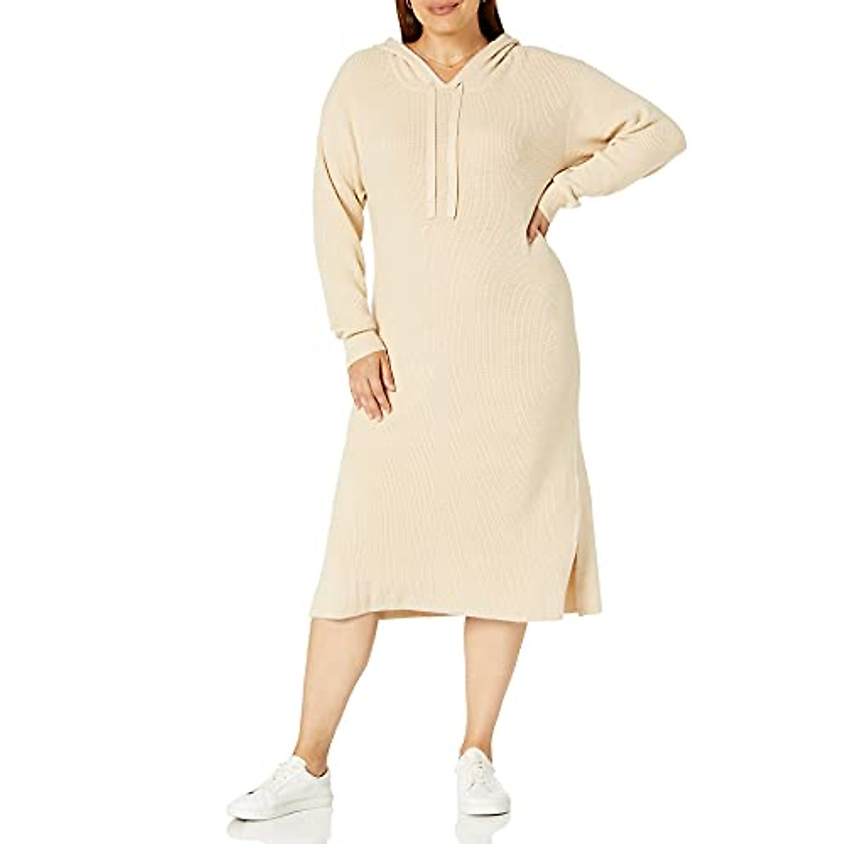 The Drop Women's Claudia Cuddle Hoodie Midi Dress, Crème Brulee, XL