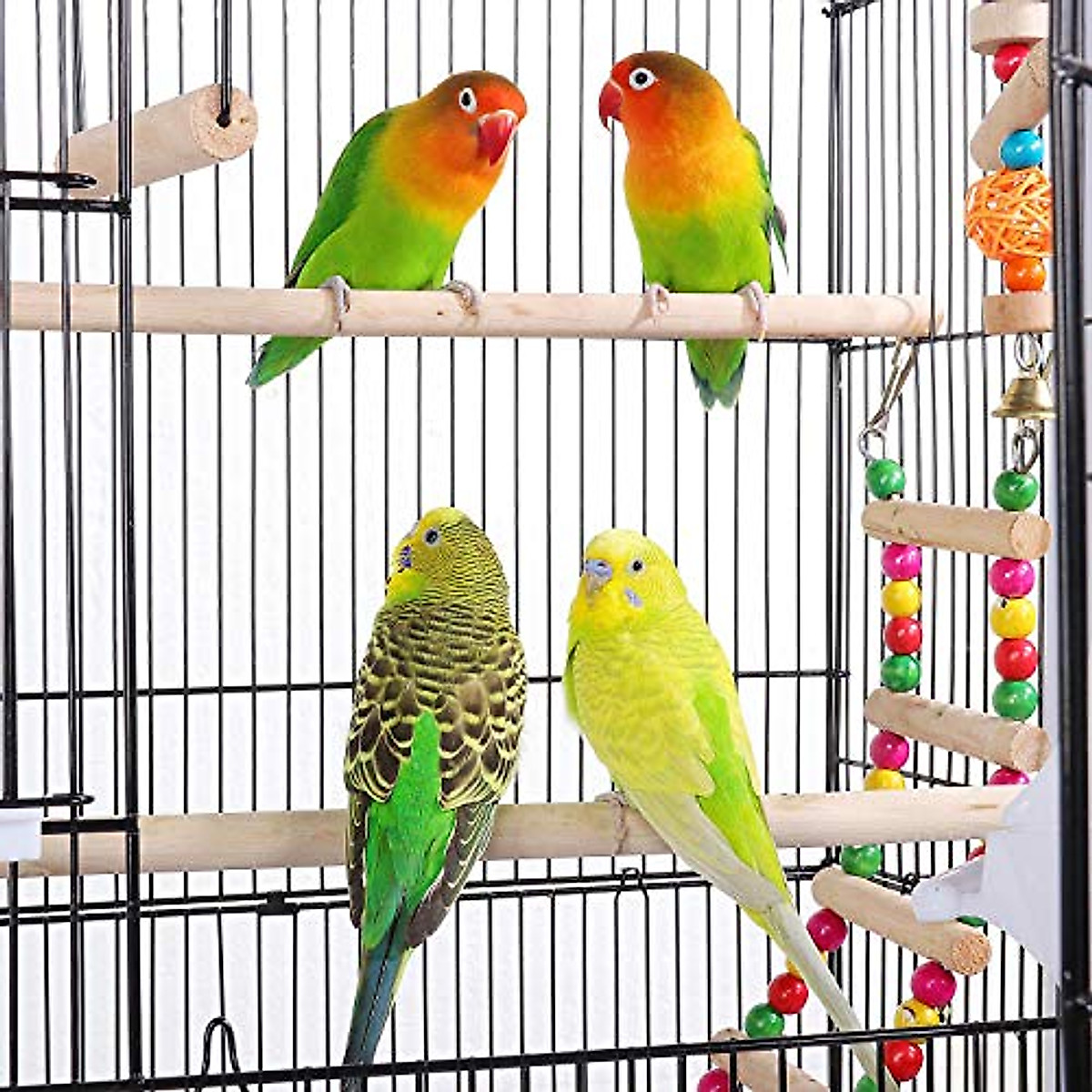 Topeakmart Medium Parakeet Bird Cage for 3 Birds with Wooden Perches and Detachable Stand