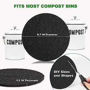 Charcoal Filters for Kitchen Compost Bin, 10 Pack Compost Filters for Countertop Bin Pail Replacement, Activated Charcoal Home Bucket Refill Sets, Round 6.7 Inch