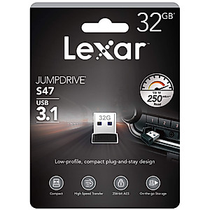 Lexar JUMPDRIVE S47 32GB USB 3.1 Black,LJDS47-32GABBK