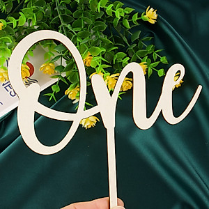 One Cake Topper 1st Birthday Girl Boy First Birthday Cake Topper Wooden Rustic Boho Cake Decorations for Smash Cake
