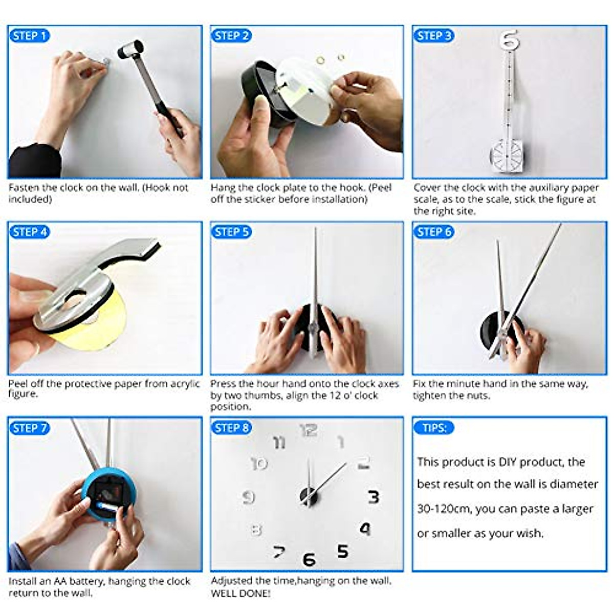 N / A DIY Wall Clock Doberman Pinscher DIY Acrylic Mirror Effect Big Wall Clock Doberman Large Time Clock Dobie Living Room Decorative Wall Watch Rustic Wall Clock Sticker