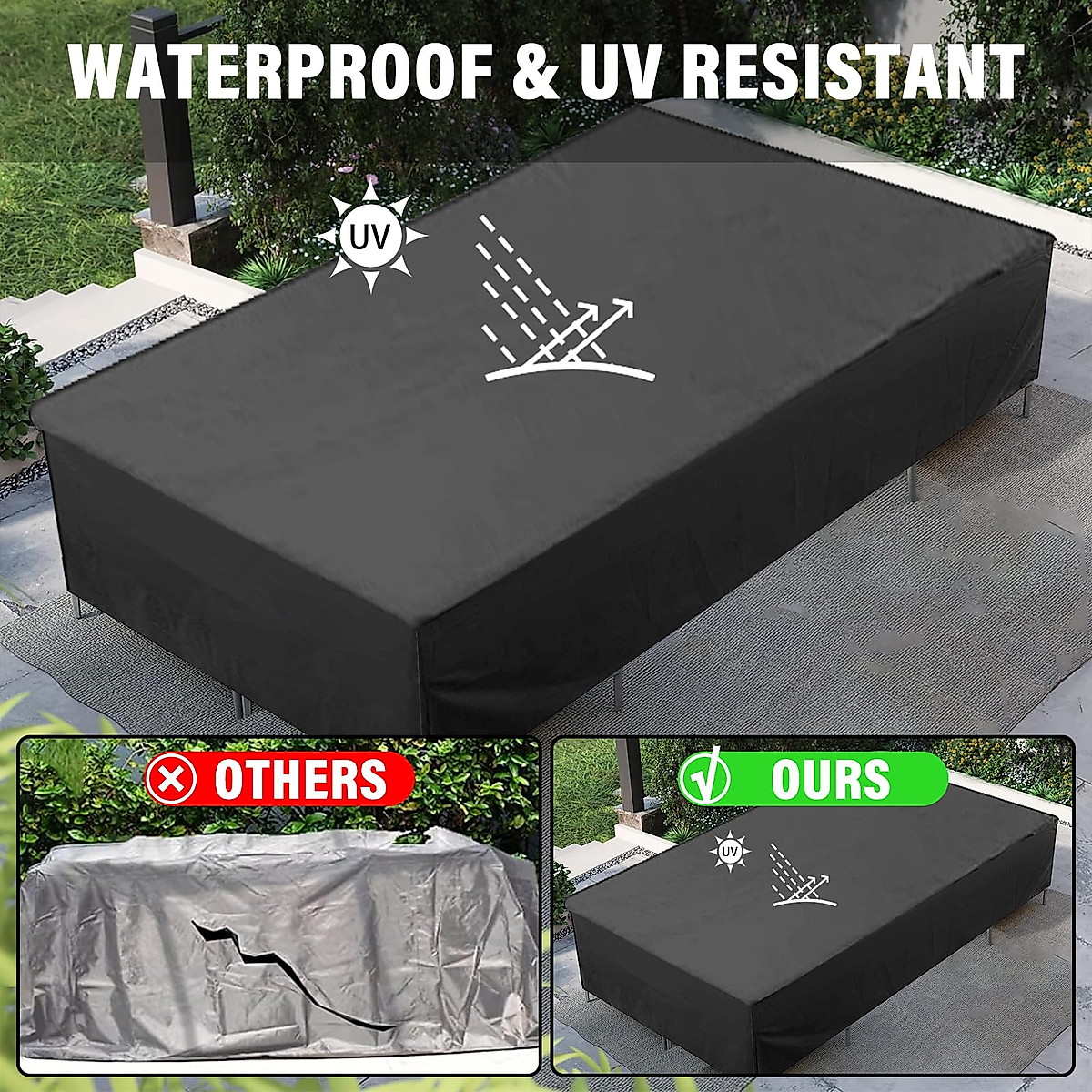 Patio Furniture Covers,Waterproof & Dust-Proof Patio Furniture Covers for Outdoor Table and Chairs with Chairs with Straps Fasteners (84" L x 52" W x 29" H)