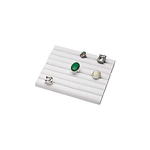 Small Continuous Slot White Faux Leather Ring Insert - 7-3/4"L x 6-3/4"W x 3/4" H - Holds up to 52 Rings