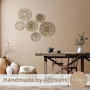 Kubohub Wall Basket Decor Boho Set of 6 - Handcrafted Seagrass Hanging Woven Wall Baskets for Coastal, Farmhouse, Boho Wall Decor - Unique Wicker Wall Art Decor