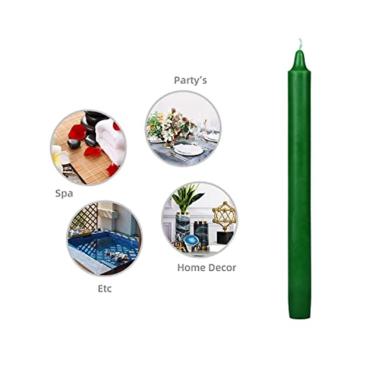 Zest Candle 12-Piece Taper Candles, 10-Inch, Hunter Green Straight