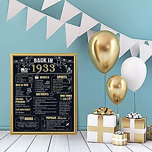 90th Birthday Decorations for Men Women 90th Birthday Gift for Him Back in 1933 Poster Decor Black and Gold 11 x 14 inch 90 Years Ago Decor(Back in 1933)