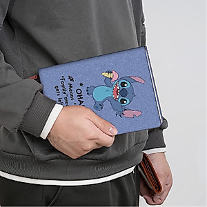 WHLBHG Stitch Gifts Ohana Gift Ohana Means Family Leather Lined Journal Notebook A5 Size Writing Notebook Funny Cartoon Movie Fans Gift Friendship Gift (Stitch Ohana blue)