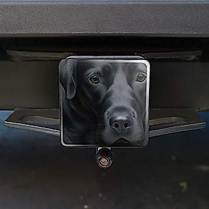 Black Labrador Retriever Dog Face Closeup Tow Trailer Hitch Cover Plug Insert