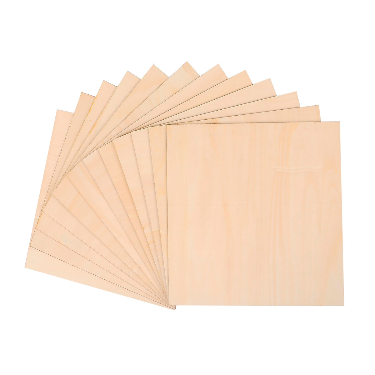 12 Pack Basswood Sheets for Crafts,12 x 12 x 1/8 Inch- 3mm Thick Plywood Sheets with Smooth Surfaces, Squares Bass Wood Boards for Laser Cutting, Wood Burning, Architectural Models, Staining