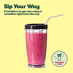 BELLA Personal Size Rocket Blender, Perfect for Smoothies, Shakes & Healthy Drinks, Easy Grinding, Chopping & Food Prep, 285 Watt Power Base, 12 Piece Blending Set, Stainless Steel