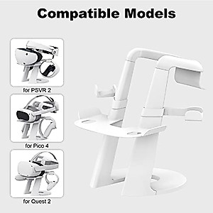 AMVR VR Stand for Quest 2, VR Headset and Touch Controllers Display Holder for Quest 2, PSVR 2, Quest, Rift, Rift S or Valve Index (White, Just VR Stand)