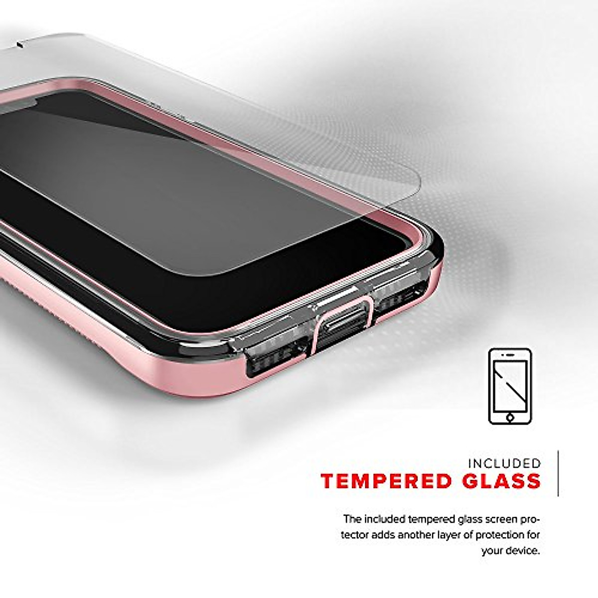 Zizo ION Series for iPhone Xs Max case Military Grade Drop Tested with Tempered Glass Screen Protector (Rose Gold & Clear)
