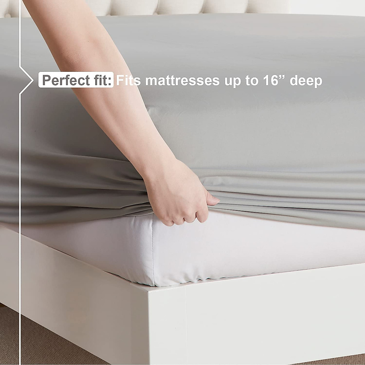 Nestl Full Size Sheet Sets - 4 Piece Full Size Sheets, Deep Pocket, Hotel Luxury, Extra Soft, Breathable and Cooling, Light Grey Bed Sheets for Full Size Mattress