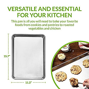 Spring Chef Jelly Roll Pan - 11.2 x 15.7-inch Durable Aluminum Baking Pan - Non-Rust Baking Tray for Cookies, Meat, Vegetables, Pastries - Distributes Heat Evenly - Easy To Clean Cookie Sheet Pan