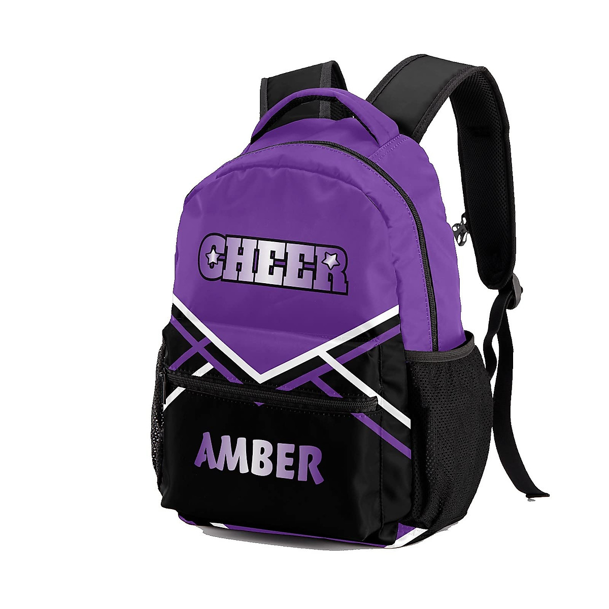 SunFancyCustom Personalized Cheer Cheerleaders Star Purple Backpack Causual Shoulder Bags for Women Men Gift