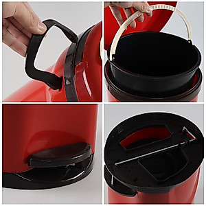 Vadidiya 2.6 Gallon Plastic Step on Trash Bin, Round Garbage Can with Foot Pedal, Red