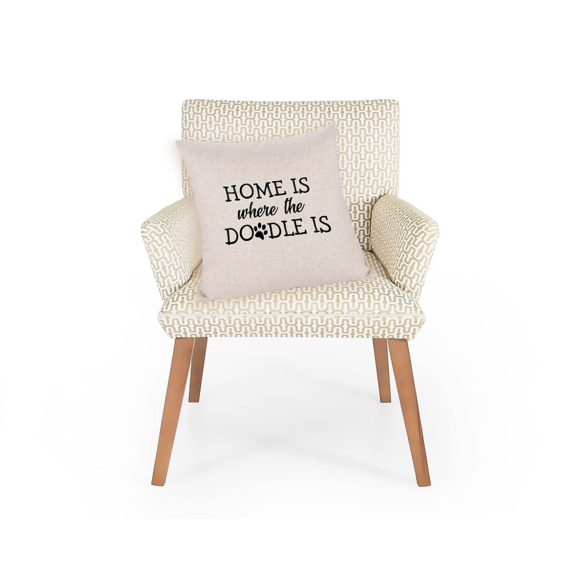 Funny Quote Decorative Throw Pillow Cover Home is Where The Doodle is Paw Decorative Throw Pillow Case Cushion Cover Square Cotton Linen Pillowcase Gifts for Dog Lover Home 18X18 Inches