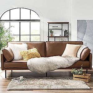 Ashler HOME DECO Ultra Soft Faux Fox Fur Rug White Brown Fluffy Area Rug, Carpets Fluffy Rug Chair Couch Cover for Bedroom Floor Sofa Living Room 2 x 6 Feet