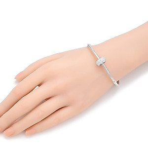 Adabele 1pc Real 925 Sterling Silver Hypoallergenic April Diamond Clear Birthstone Large Hole Bead Charm Swarovski Crystal Rhinestone fit Charm Bracelets Necklace Women Gift EC684-4