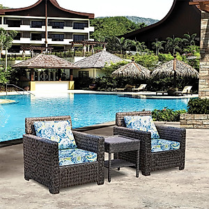 JMKaixin Outdoor Seat/Back Deep Chair Cushion Set for Patio Furniture - Lounge Chair Cushions with Zipper - Water-Resistant Patio Chair Cushions 22x22