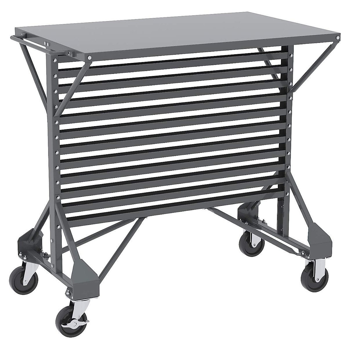 Akro-Mils 30812 Steel Mobile Bin Work Cart Organizer with Steel Worktop for Mounting AkroBin Storage Bins, (38-1/2-Inch W x 24-Inch D x 36-1/2-Inch H), Gray