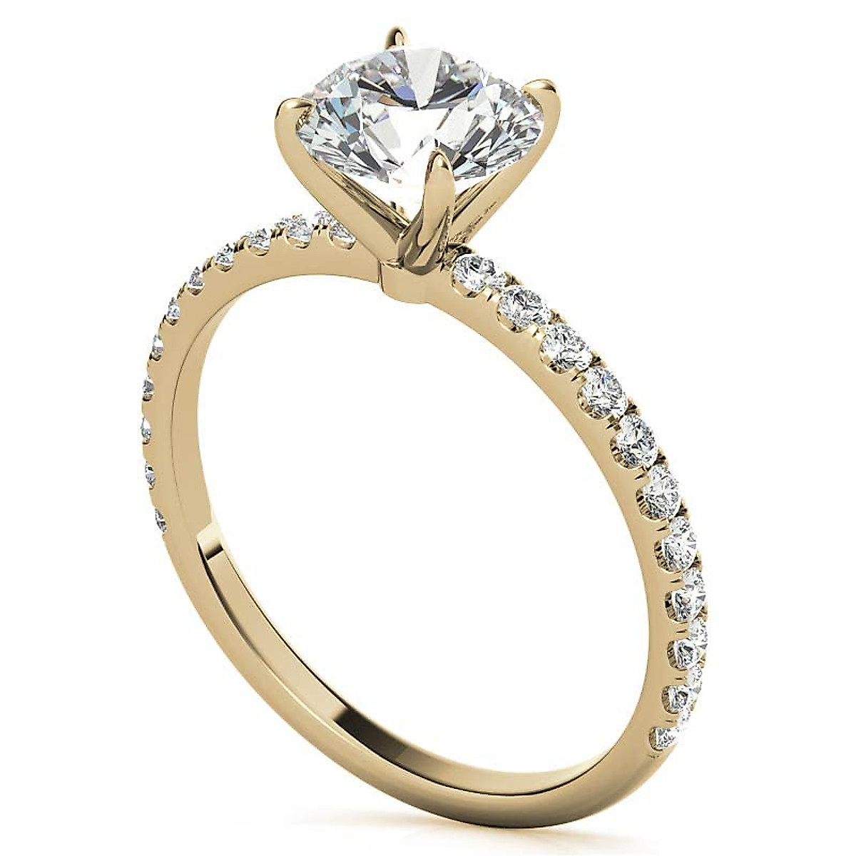 10K Solid Yellow Gold Handmade Engagement Ring 2.00 CT Round Cut Moissanite Diamond Solitaire Wedding/Bridal Rings Set for Women/Her, Amazing Ring Gift for Her