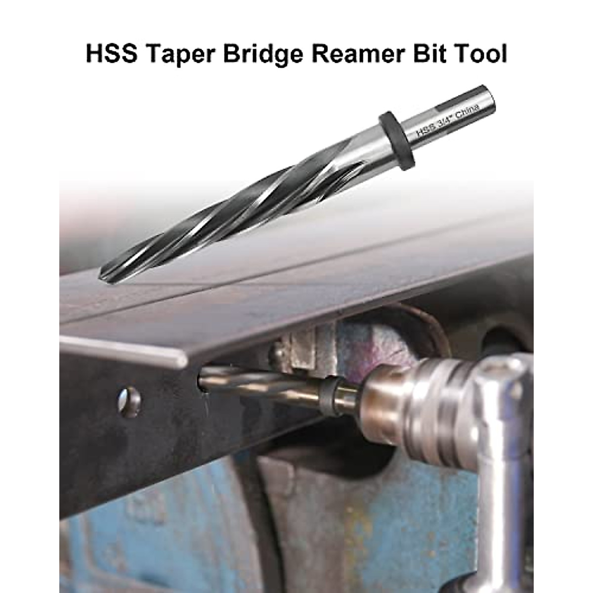 1/2" Drill Bridge/Construction Reamer Bit with 1/2" Shank HSS Taper Chucking Reamer Bit Tool for Steel Metal Wood Alloy Drilling Hole