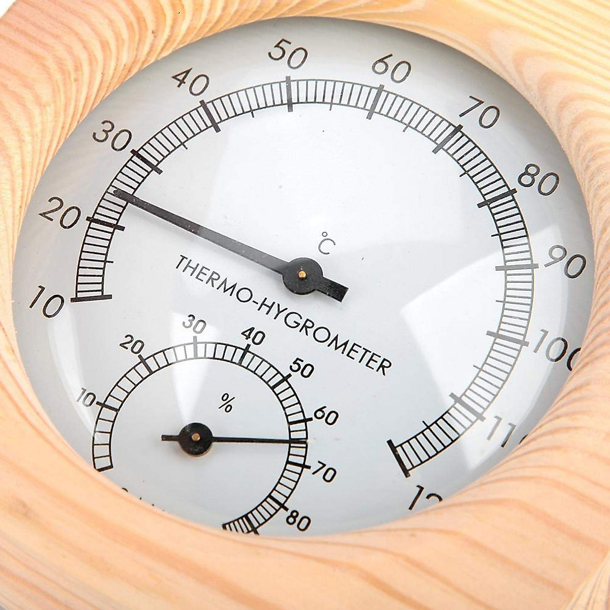 B18JPsF Wooden Sauna Thermometer,Sauna Room Hygrometer Thermometer Digital Sauna Temperature Meter Humidity Meter Used in Sauna Room, Bathroom, Hot Tubs Supplies etc