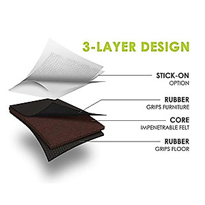 Slipstick GorillaPads CB142 Non-Slip Furniture Pads/Grippers (Set of 8) Furniture Leg Floor Protectors, 2 Inch Square, Black