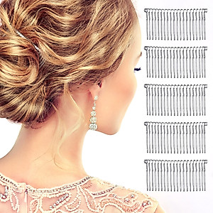 5 Pieces Hair Combs for Women Accessories Metal Bridal Hair Comb 20 Teeth Wedding Veil Comb Decorative for Women Fine Hair(White K)