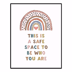 This Is A Safe Space To Be Who You Are, Boho Classroom Decor, Classroom Poster, Teacher Gifts, Classroom Decor, Classroom Signs For Walls, School Counselor Wall Decor, Unframed (8X10 INCH)