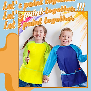 Janmercy 18 Pcs Kids Art Smocks Painting Apron Waterproof Art Smock Long Sleeve with Pocket for Eating Craft, Age 5-8 Years(Multi Colors)