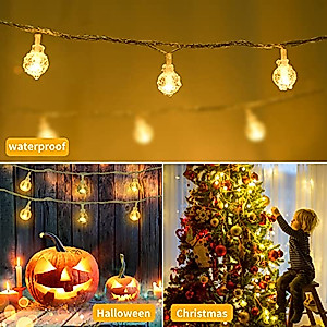 Vocevos 2Pack Globe String Lights Outdoor Waterproof Brighter 200 LED 66FT Hanging Christmas Lights Indoor Decorative Fairy Lights Shatterproof for Patio Backyard Tree Extendable Stable Plug in