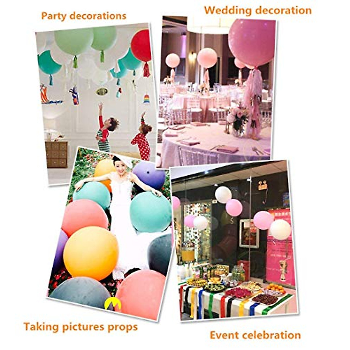 Giant Balloons 36 Inch Large balloon Latex White Balloon (Premium Helium Quality), for Birthdays Wedding Party Festivals Photo Shoot New Year Christmas Event Decorations, 6 PCS